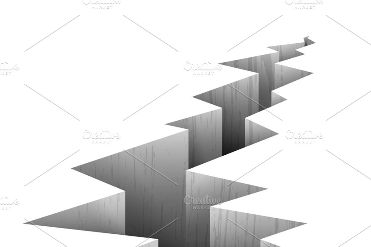 Crack fault line in ground, an Illustration by Microvector