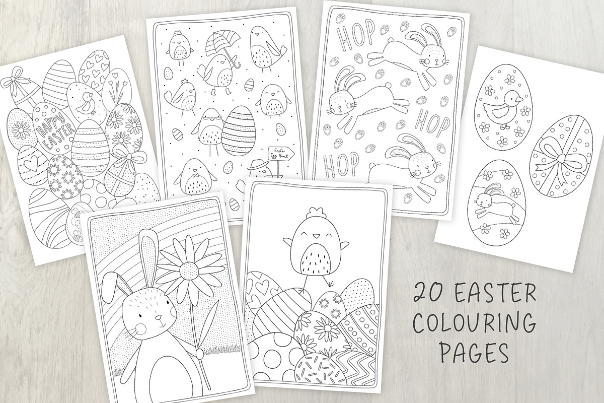 Easter Colouring Pages, an Illustration by Doodle Dibs