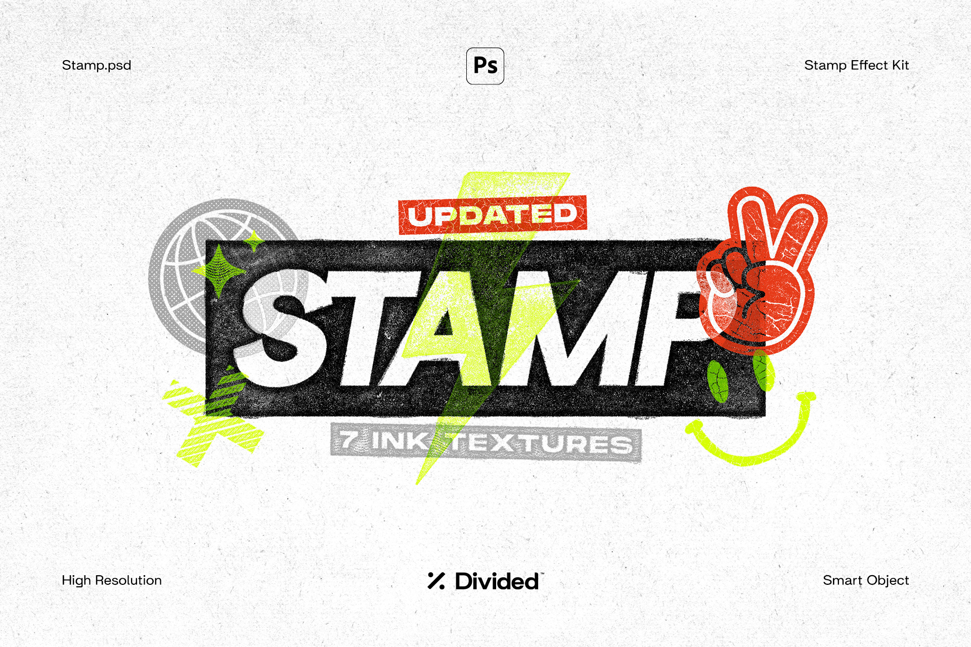 Stamp Effect (7 Ink Textures), a Graphic by Divided.co