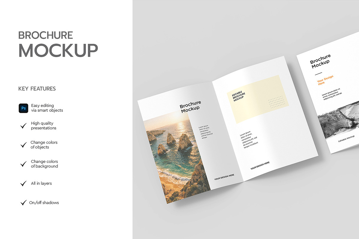 Open and Closed Bi-Fold Brochure Mockup