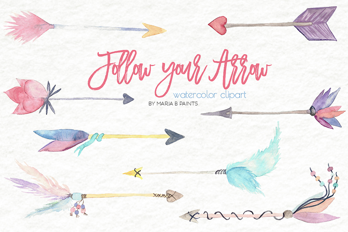 Watercolor Clip Art - Arrows, an Illustration by Maria B. Paints