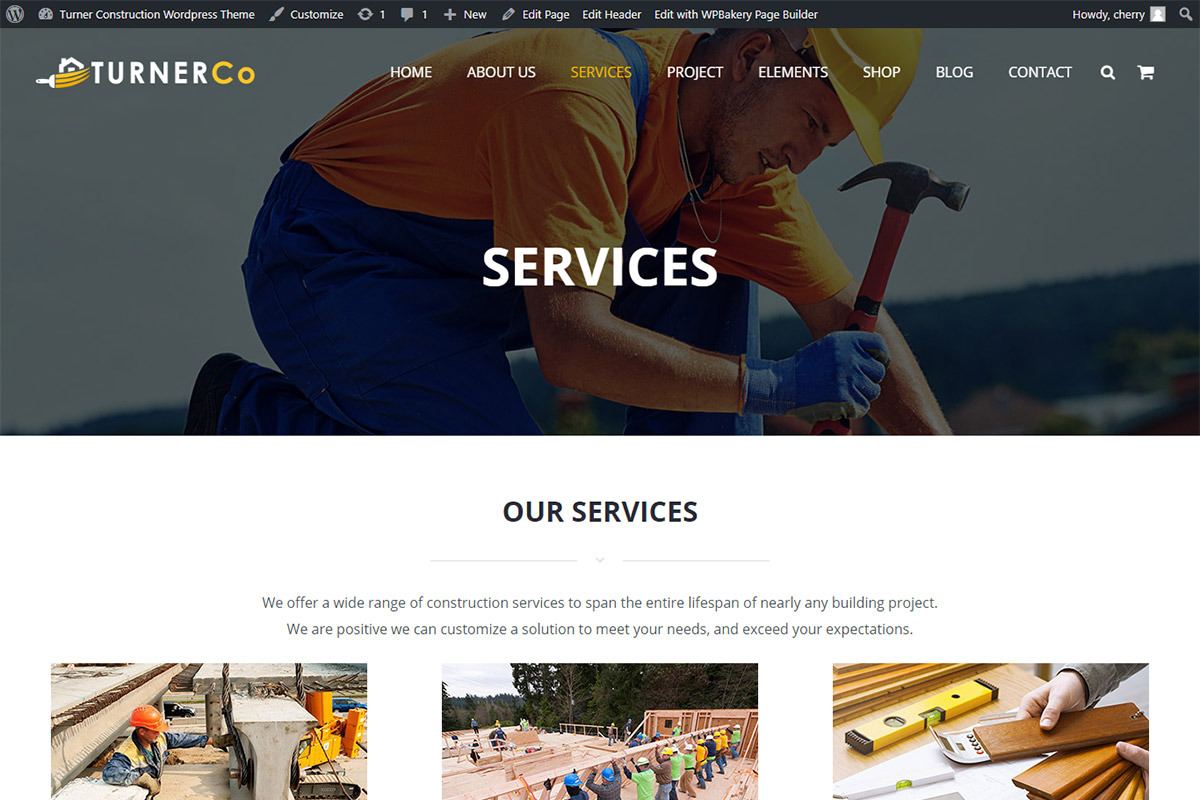 Turner Construction & Business Theme, a WordPress Template by Cherry Wordpress Theme