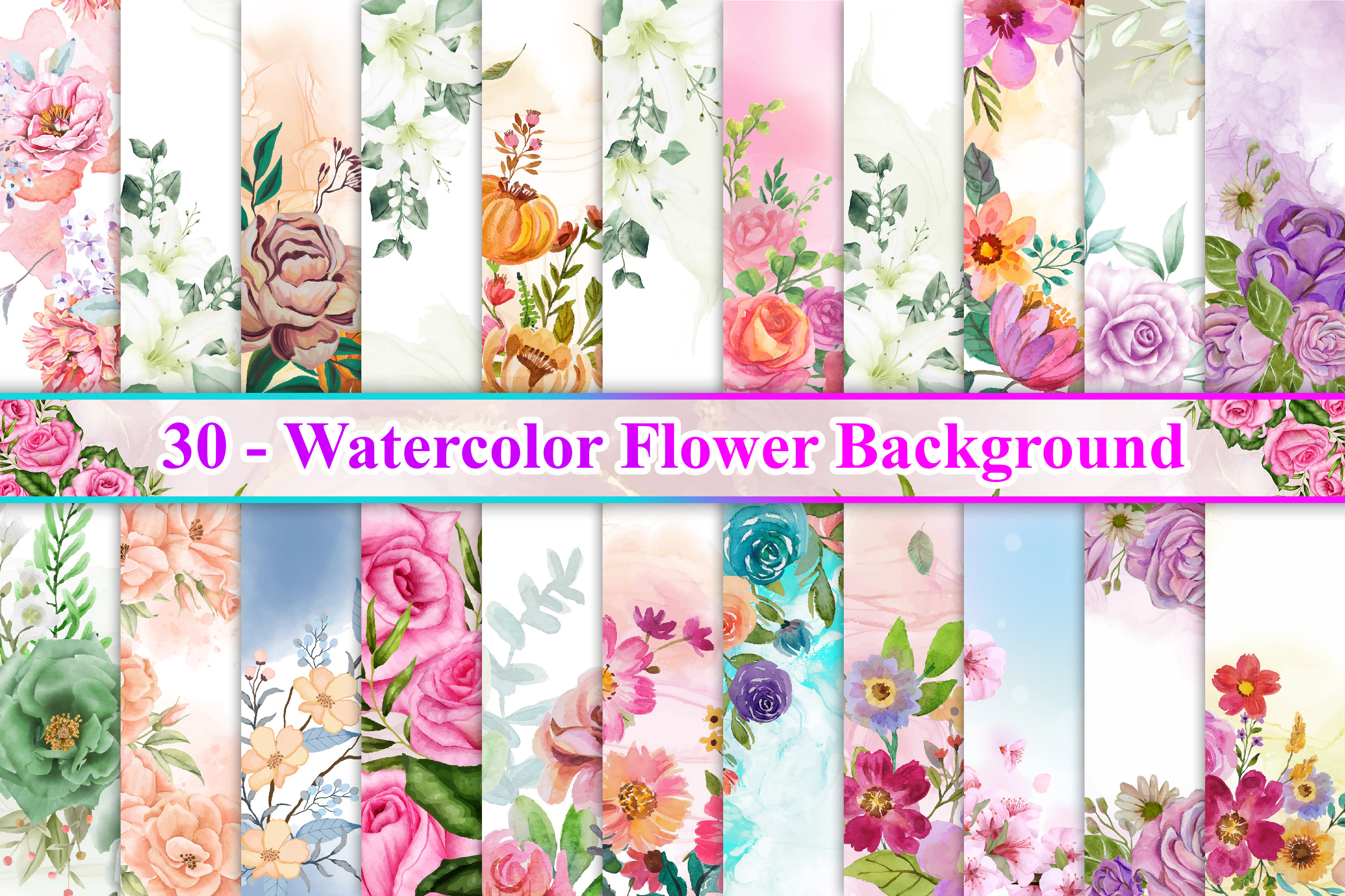 Watercolor Flower Background, a Background Graphic by Digital Studio