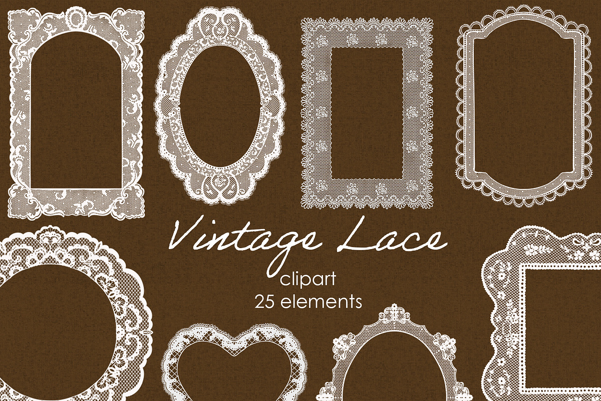 Vintage Lace Vector Frames Clipart
