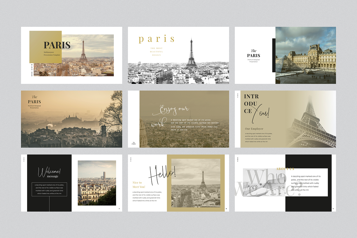 PARIS Powerpoint Template + Gift, a Presentation Template by Elizaveta ...