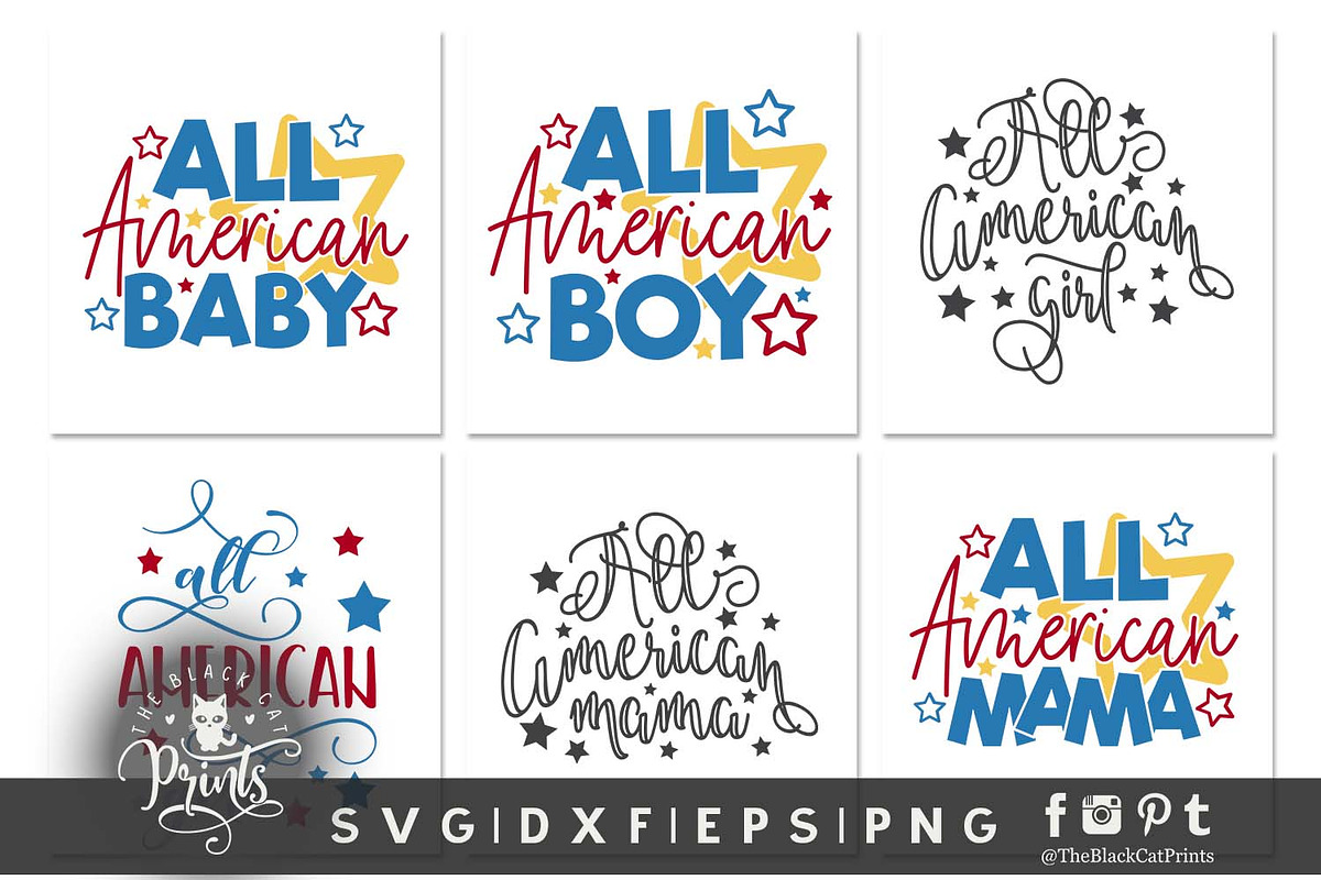 4th Of July Bundle SVG DXF EPS PNG, an Illustration by TheBlackCatPrints