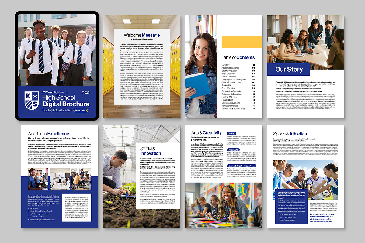 School Digital Brochure Template, a Brochure Template by BrandPacks