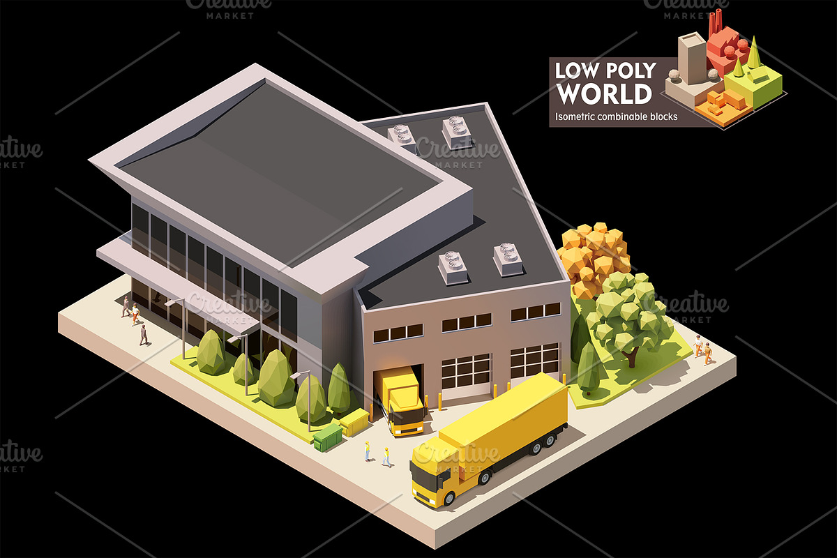 Vector isometric world map elements