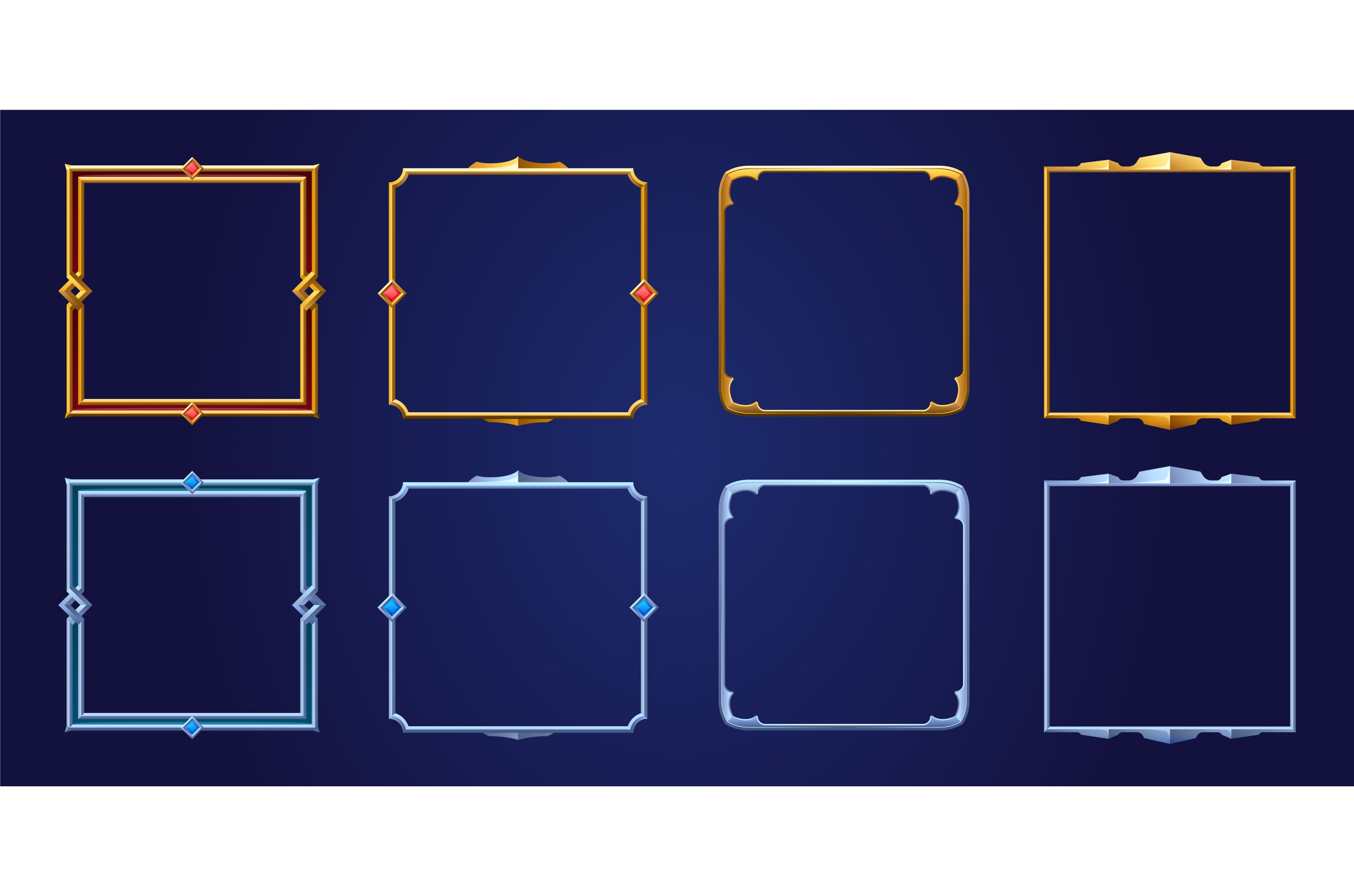 Set of square ui game frames | Graphic Objects ~ Creative Market