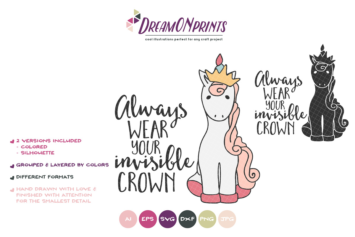 Unicorn SVG - Crown SVG Princess, an Illustration by DreamONprints ...