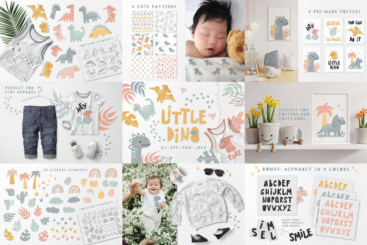 Cute Kids BUNDLE baby animals 80% OFF | Creative Market