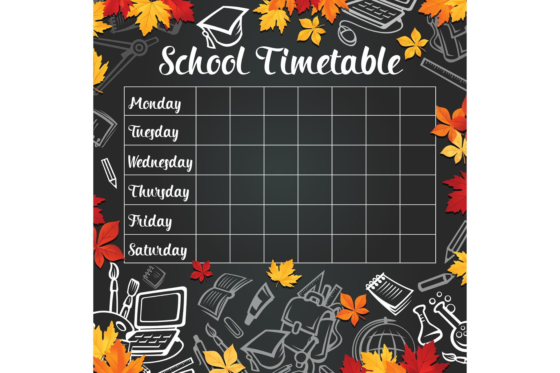 School vector weekly timetable on, an Education Illustration by Vector ...