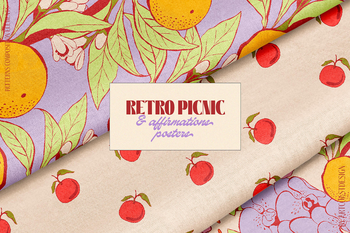 Retro Picnic & Affirmations Posters, a Food Illustration by nadispasibenko