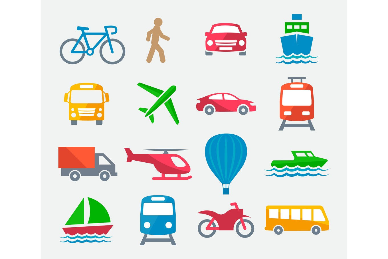 Transport colorful icons, an Icon by IhorZigor