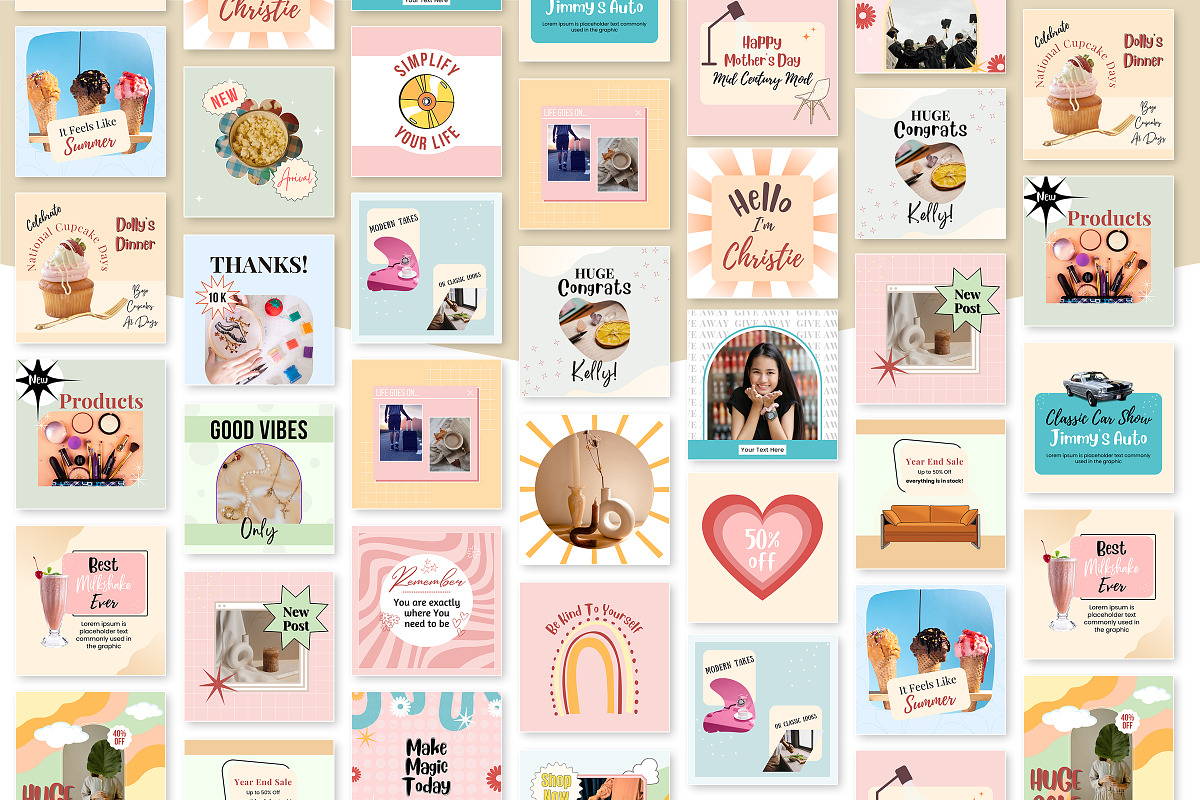 Retro Instagram Post, a Social Media Template by Snapybiz | Creative Market