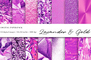 Lavender Gold Digital Papers, a Texture Graphic by BonaDesigns