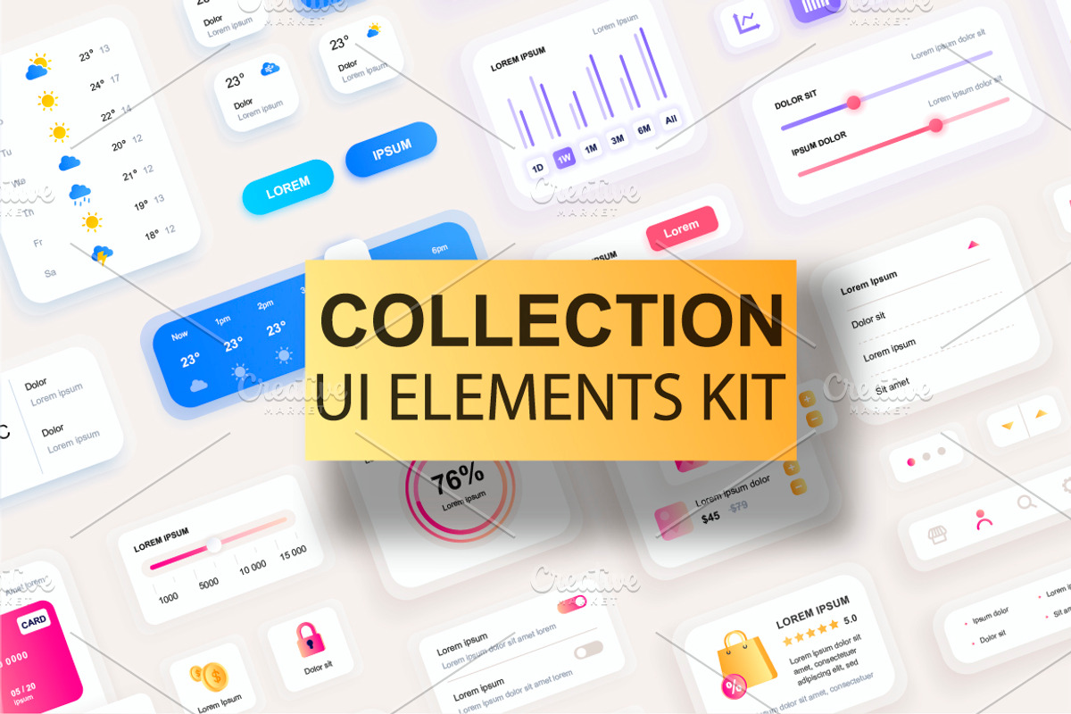 Mobile App UI Elements Kit, an UI Kit Template by alexdndz