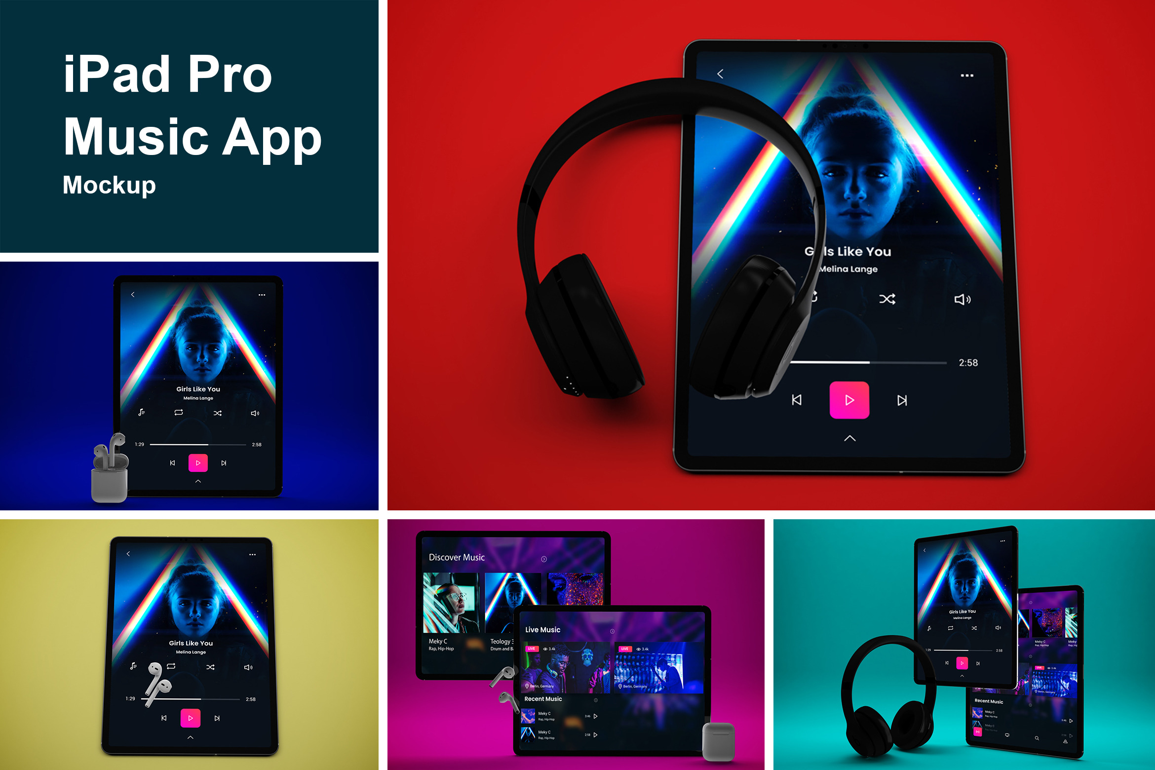 iPad Pro Music App, an iPad Mockup by Qaleb Studio | Creative Market