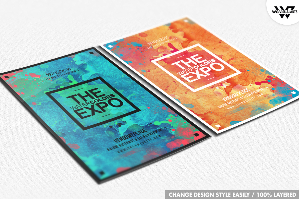 WATERCOLOR Flyer Template, a Flyer Template by WG DESIGN