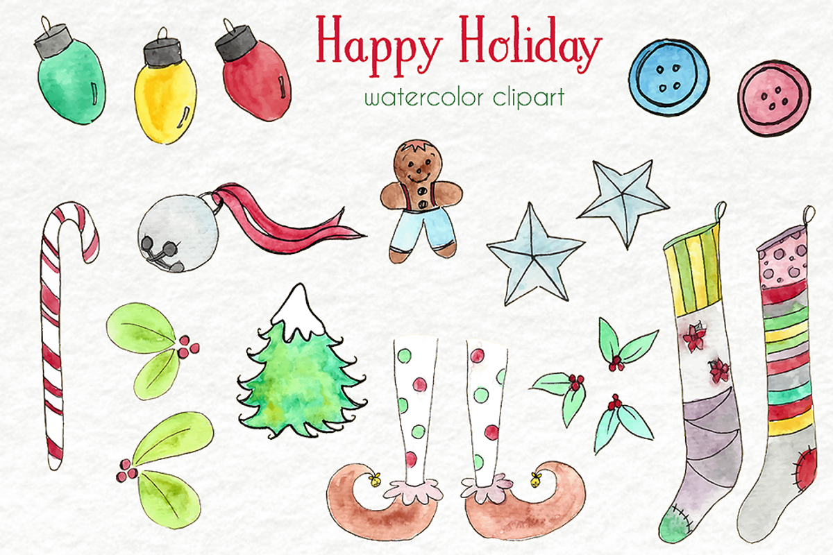 Watercolor Clip Art - Christmas, an Illustration by Maria B. Paints