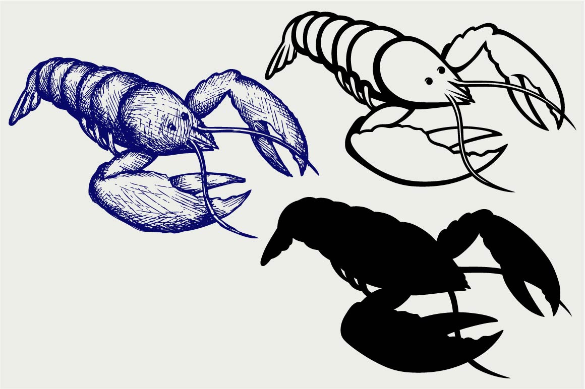 Crayfish, side view SVG, an Outline Icon by LineworkStock
