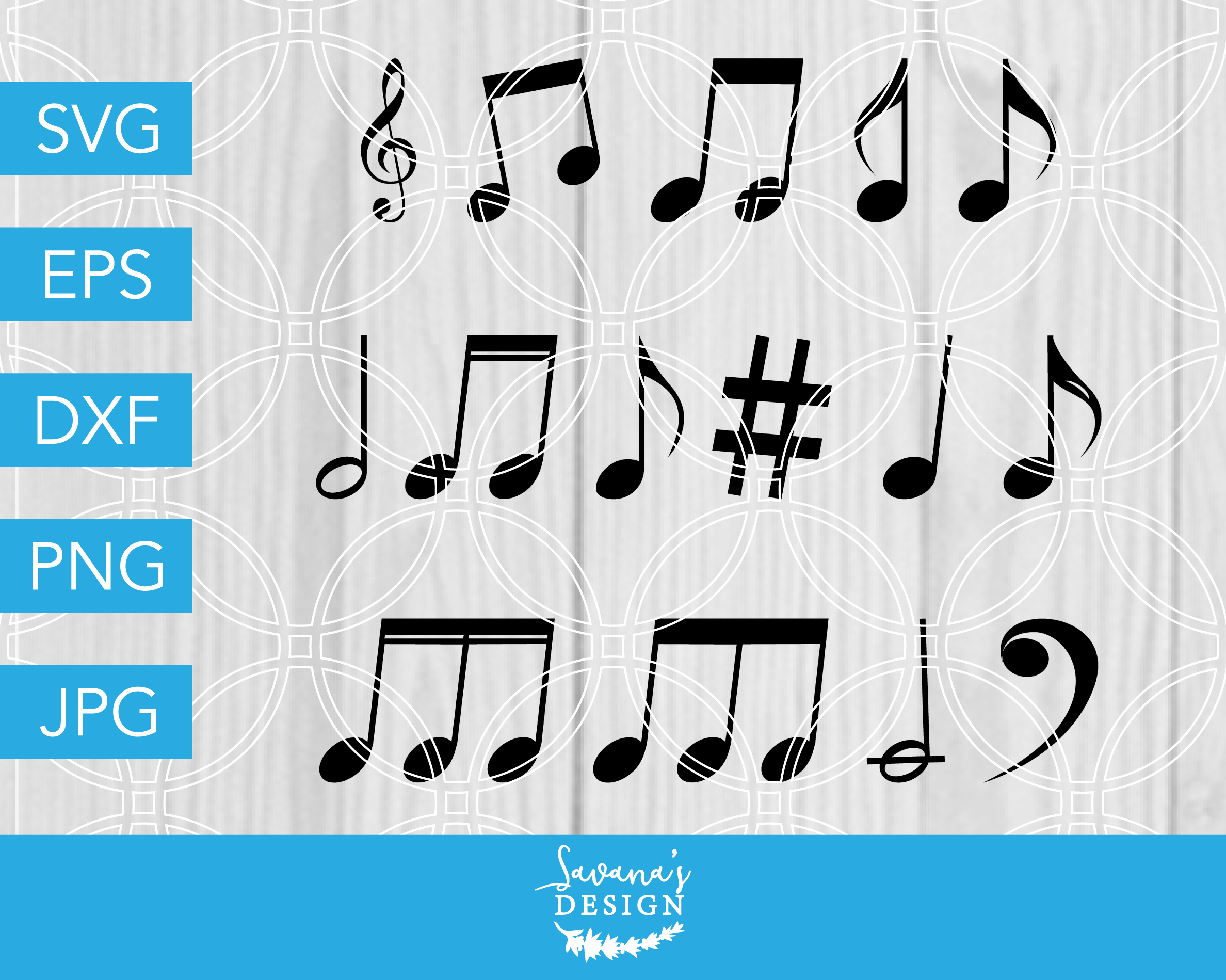 Music Notes SVG Cutting File, an Illustration by SavanasDesign