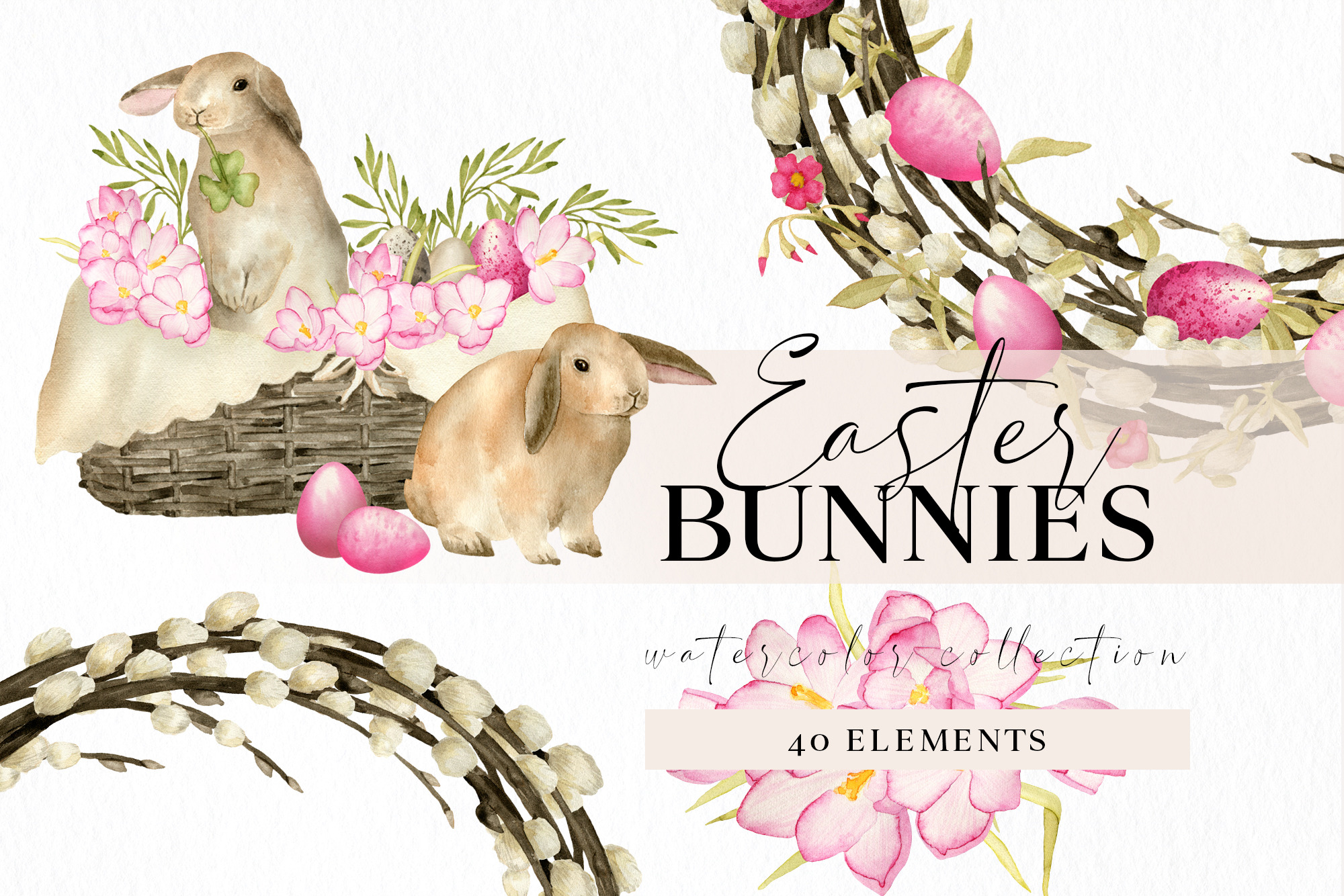 Easter bunny png watercolor clipart, an Illustration by WatercolorWind