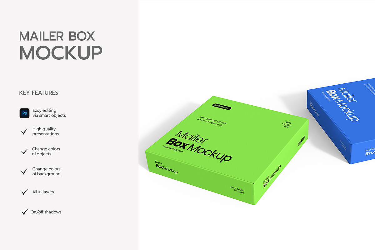 Mailer Box Packaging Mockup Set