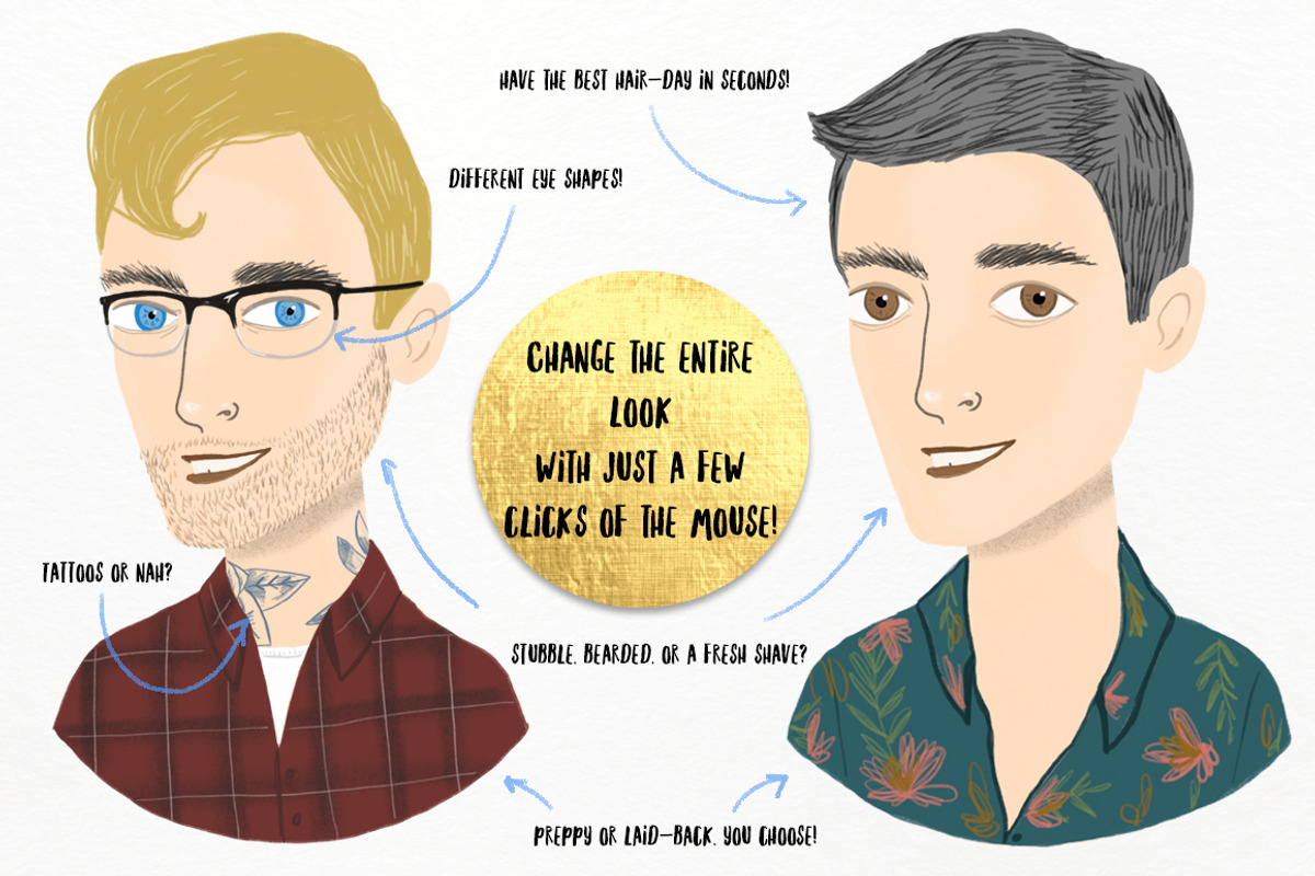 FaceBox Portrait Creator Male, a Person Illustration by Shelly Laslo ...