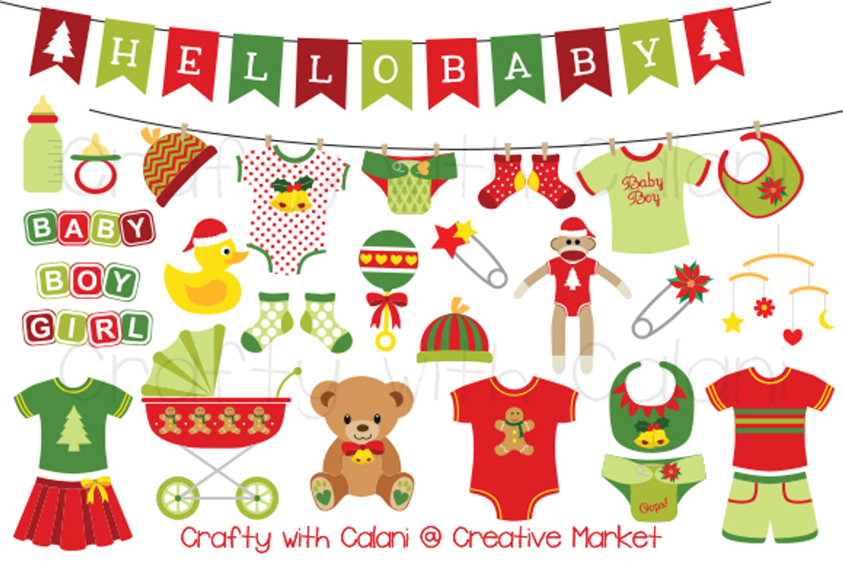 Christmas Baby Clipart, an Illustration by Crafty with Calani