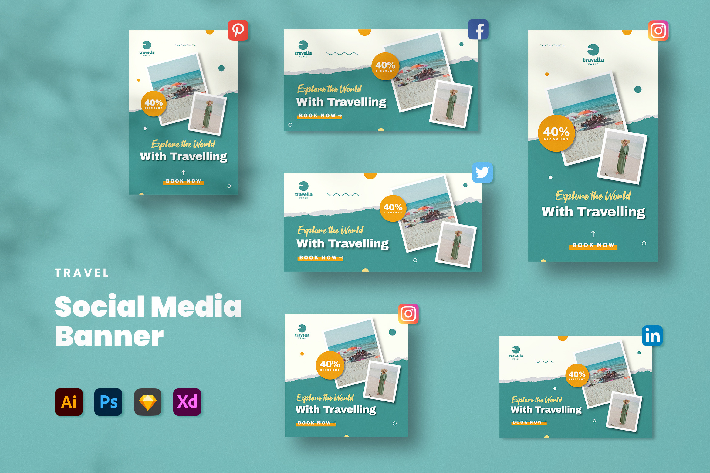 Travel Social Media Banner, a Social Media Template by MikroType Std ...
