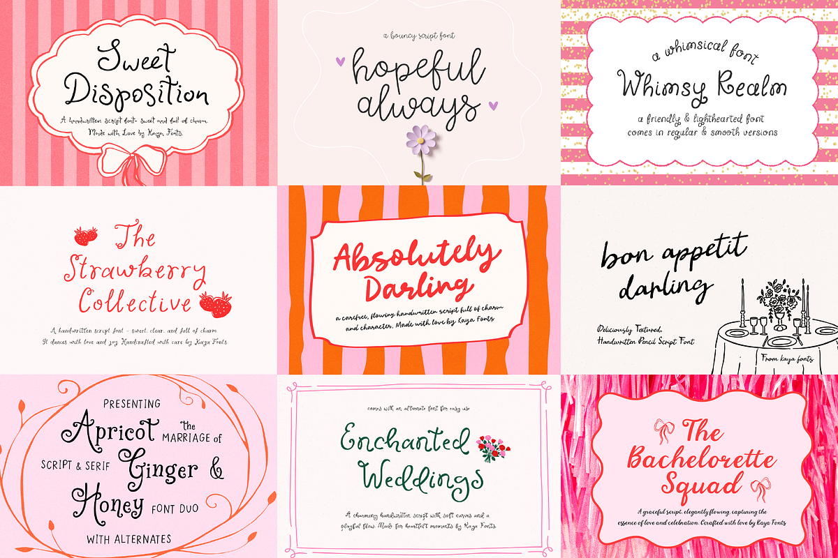 Whimsical Handwritten Font Bundle, a Script Font by Kaya Fonts