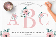 Summer Flowers Alphabet PNG, an Illustration by Tommy & Tilly Design