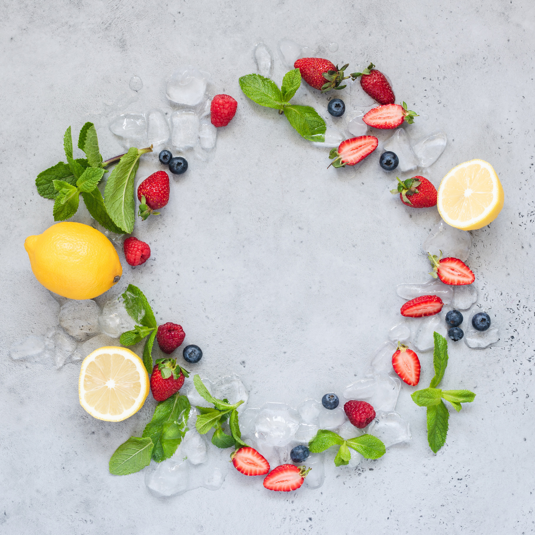 Fruit frame with ice, a Food & Drink Photo by The baking man