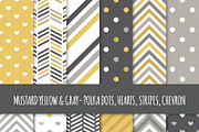 Mustard & Gray Seamless Patterns, a Pattern Graphic by DESIGN BY nube