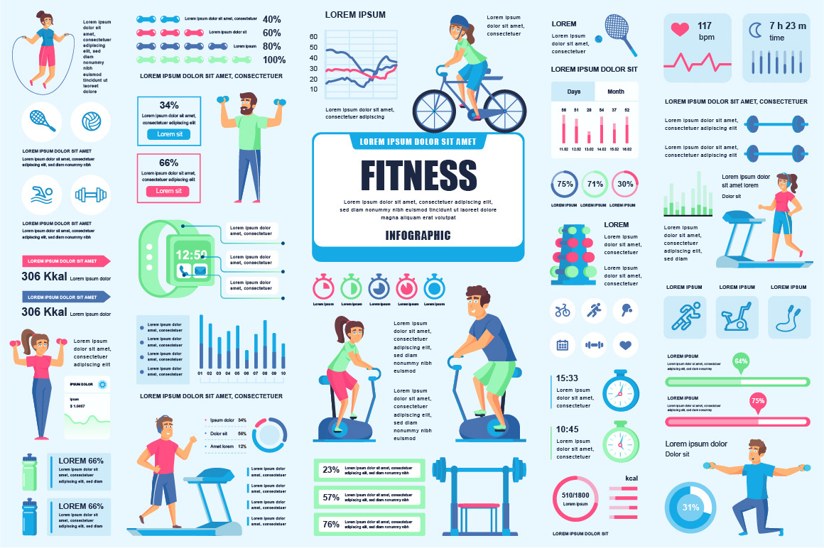 Fitness Infographics Template | Illustrations ~ Creative Market