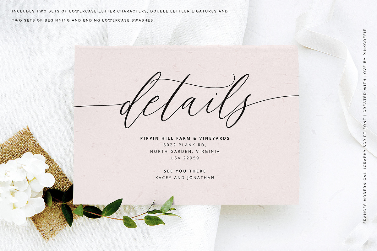Frances | Modern Calligraphy Script, a Script Font by Pink Coffie