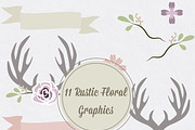Rustic Floral Vector Antler Graphics, a Graphic by TheBlogLoft