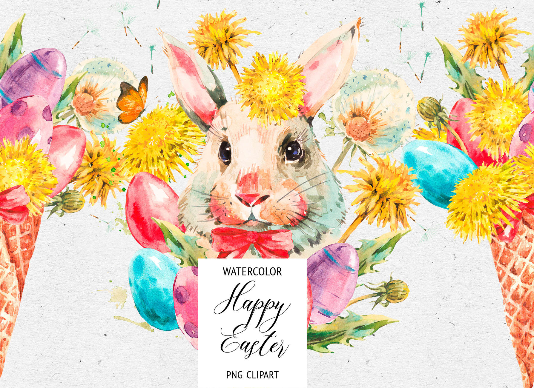 Watercolor Easter Bunny Clipart, an Illustration by Depiano