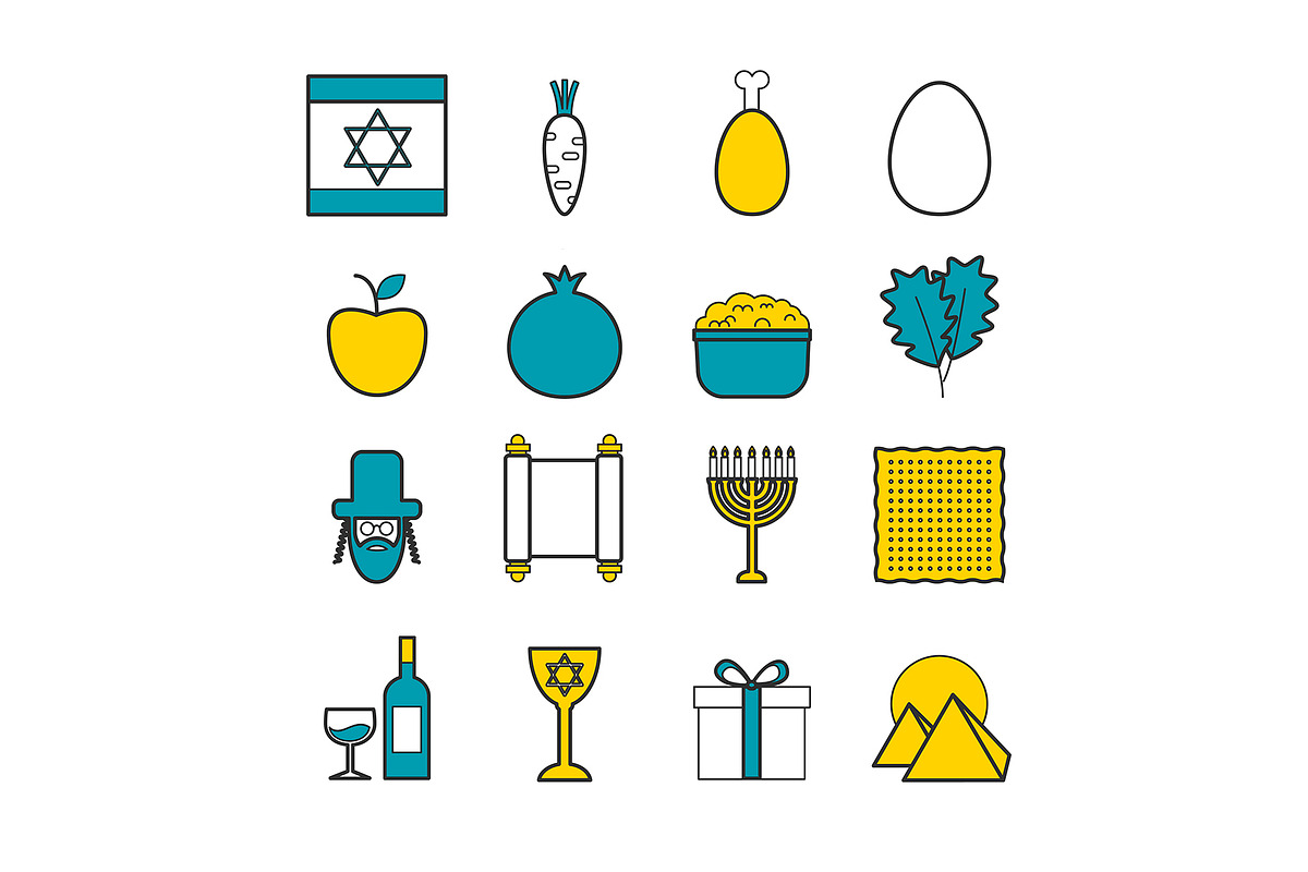 16 vector line Passover icons, an Outline Icon by Irina Romanova