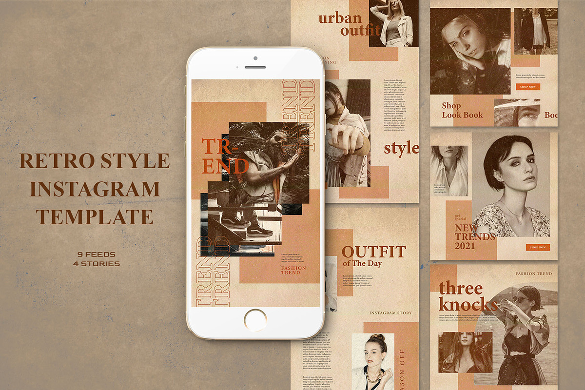 Retro Style Instagram Templates, a Social Media Template by Azruca