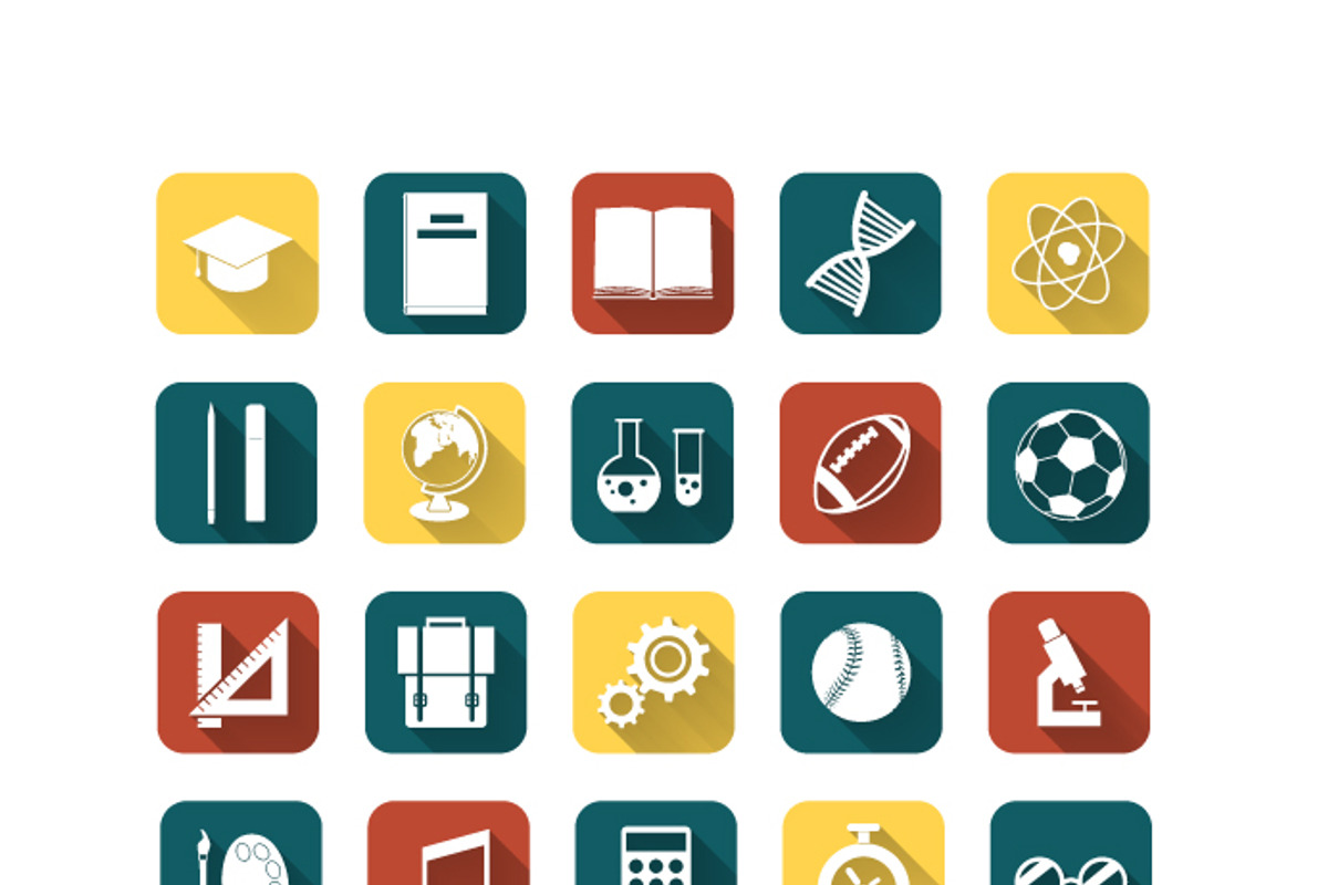Set of colored flat education icons, an Icon by BestPics