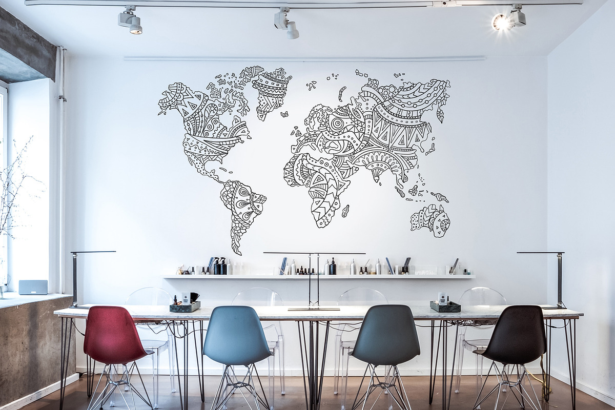 Art world map. Zentangle style., a Decorative Illustration by Rainbow Shop