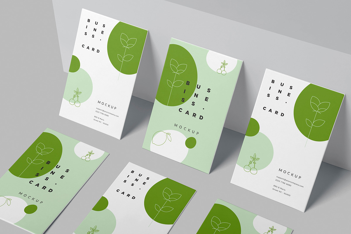 EU Vertical Business Card Mockups, a Print Template by DesignNeutrons
