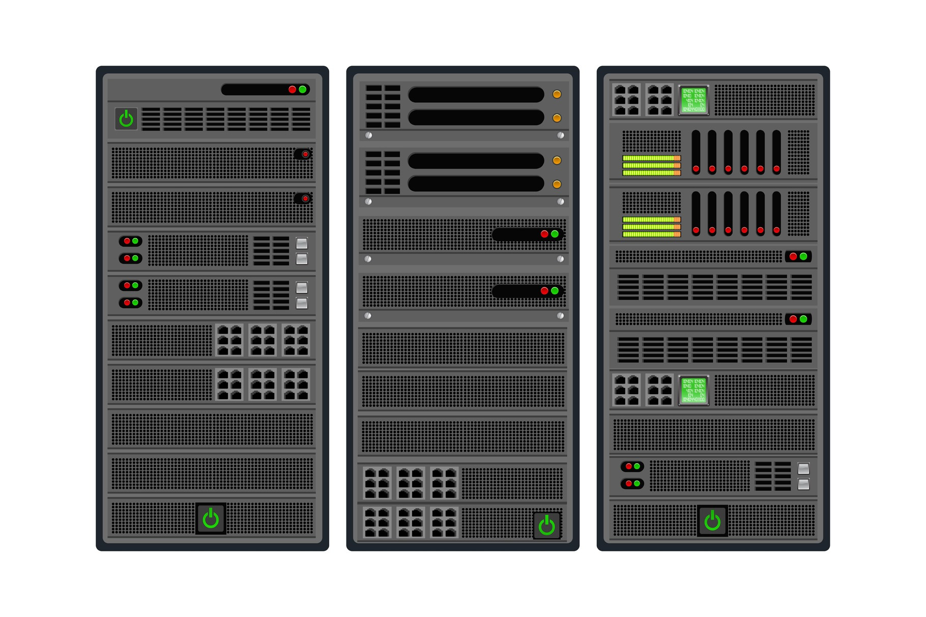 Set of computer server, a Technology Illustration by AlexZeL