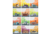 Set of Factory Building Banners, a Technology Illustration by robuart