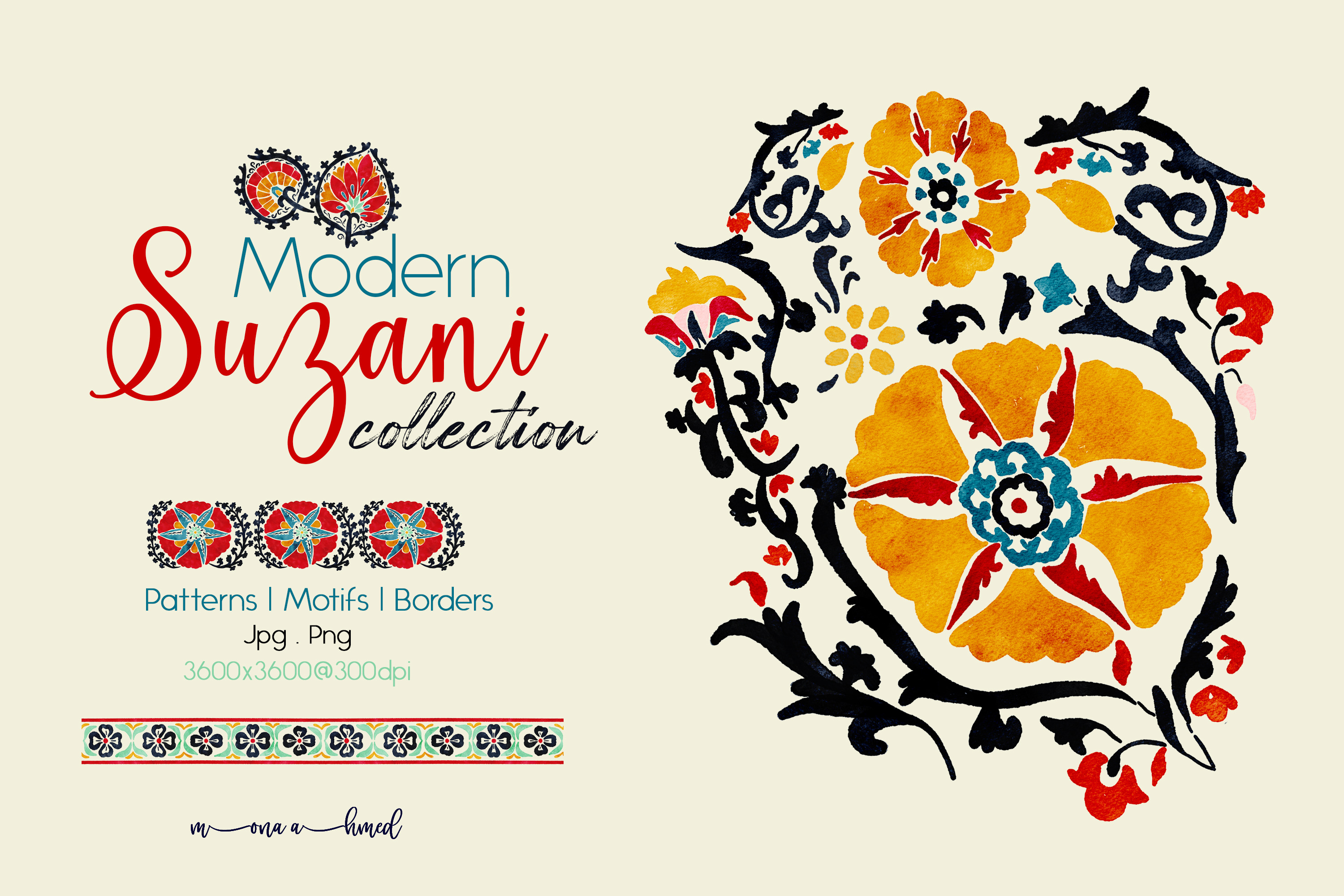 Modern Suzani collection, a Decorative Illustration by Mona Ahmed