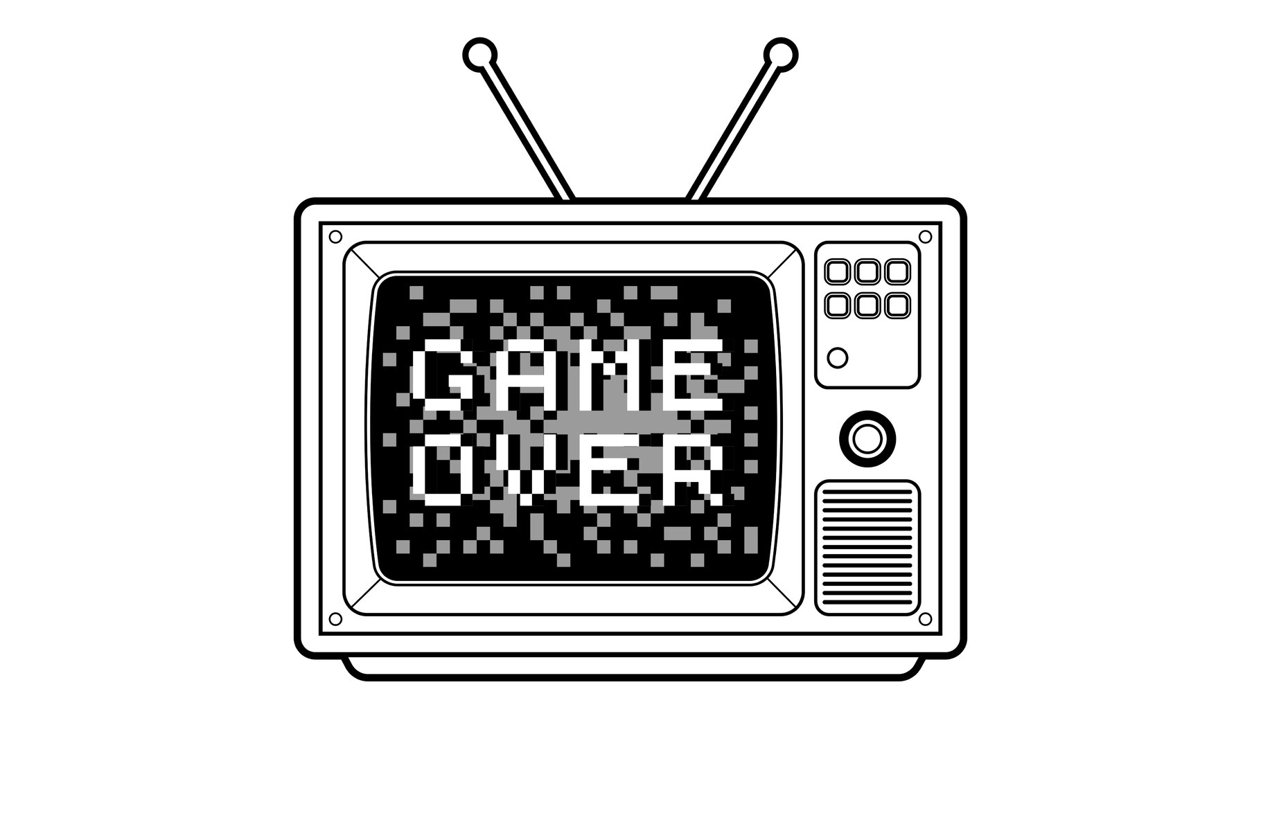 Game over on tv coloring book vector illustration, a Decorative ...