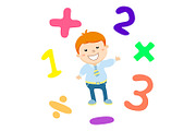 Cute boy student. math numbers, a Background Graphic by Rommeo79 ...