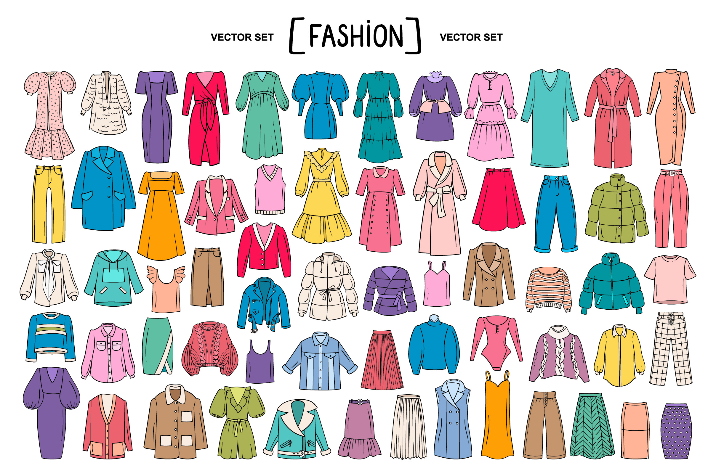 Vector set with women's clothing, an Object Graphic by Olga Chuklay